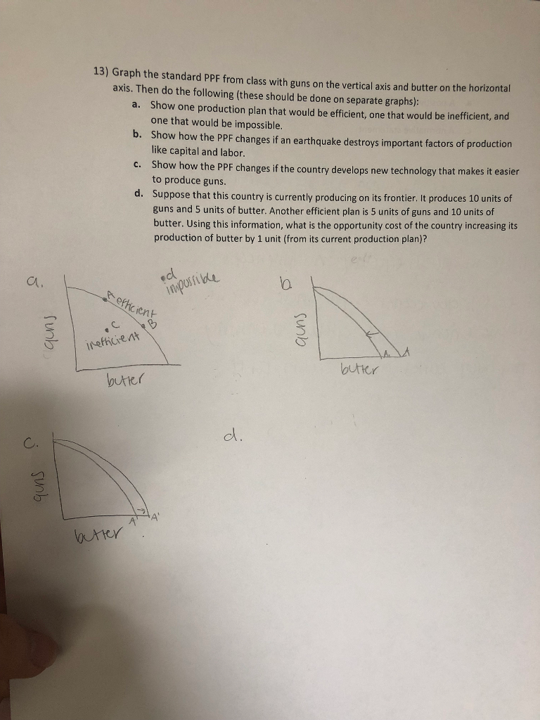 Solved 13) Graph the standard PPF from class with guns on | Chegg.com