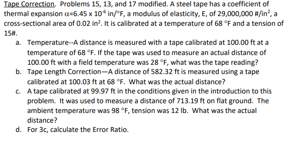Solved Tape Correction. Problems 15,13 , and 17 modified. A | Chegg.com