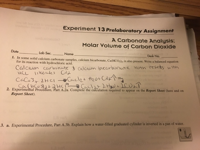 Solved Experiment 13 Prelaboratory Assignment A Carbonate | Chegg.com