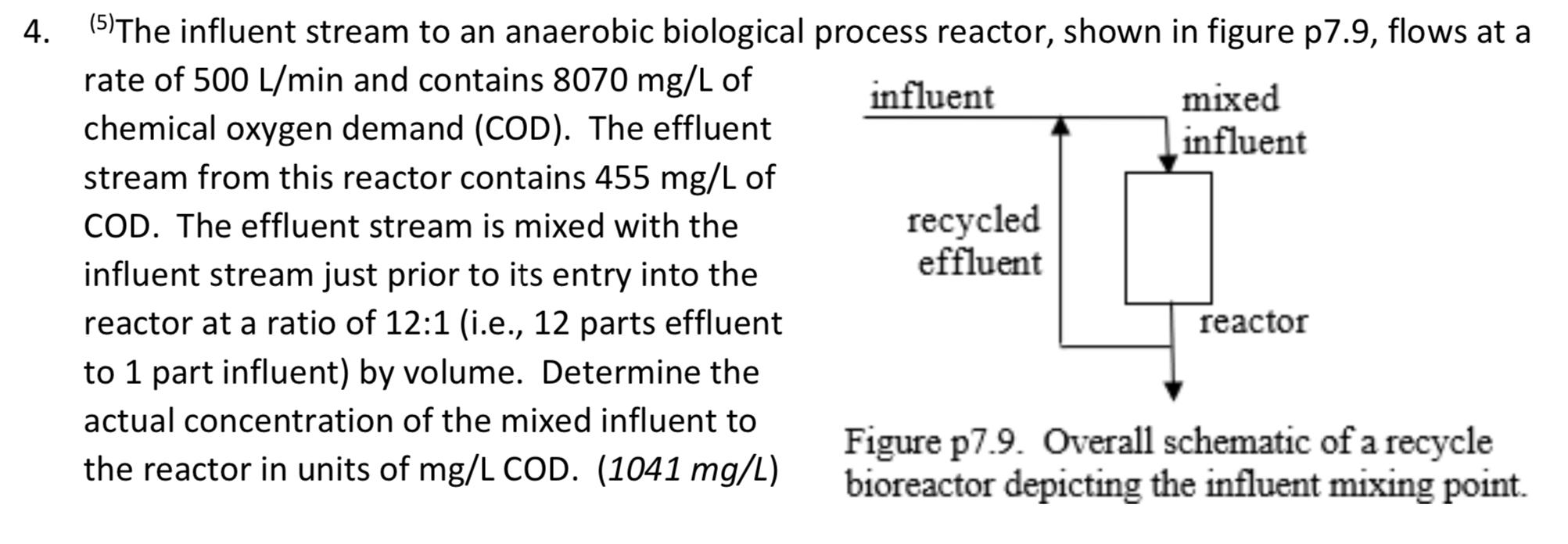 Solved 4. (5)The influent stream to an anaerobic biological | Chegg.com