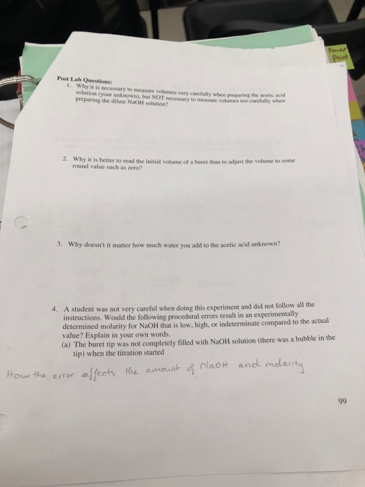 Solved Post Lab Questions: 1. Why it is necessary to measure | Chegg.com