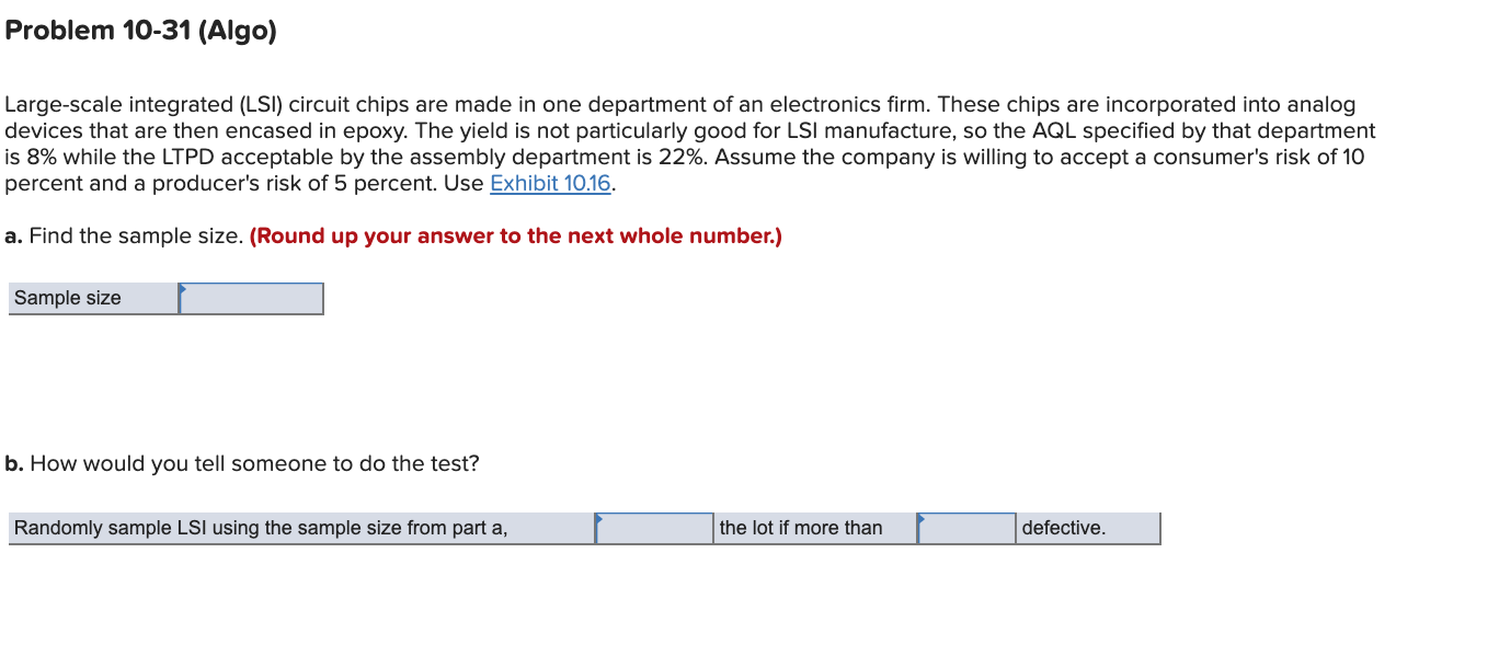 Solved Problem 10-31 (Algo) Large-scale integrated (LSI) | Chegg.com