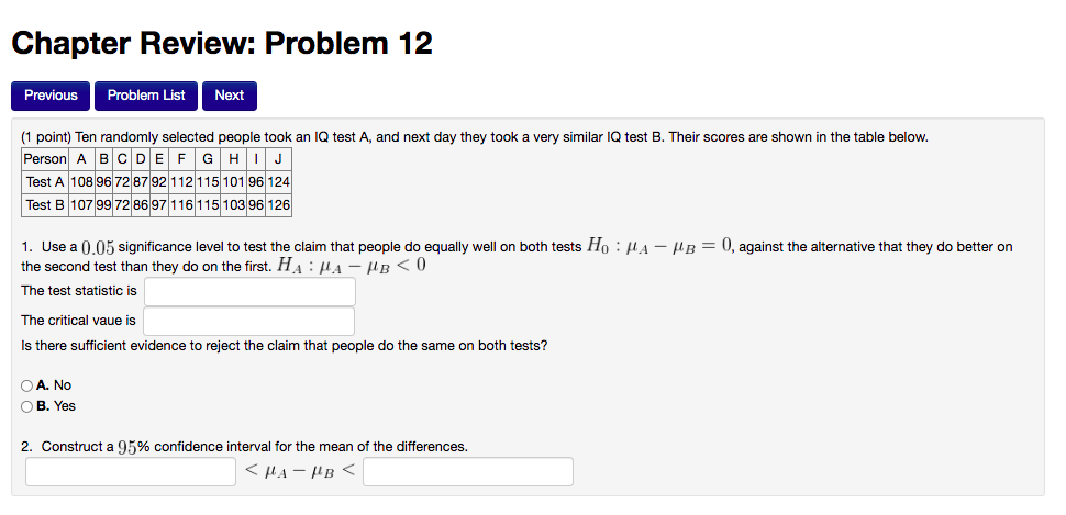 Solved Chapter Review: Problem 12 Previous Problem List Next | Chegg.com