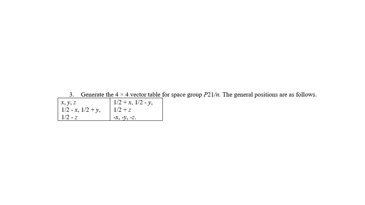 Solved 3. ﻿Generate the 4 \times 4 ﻿vector table for space | Chegg.com