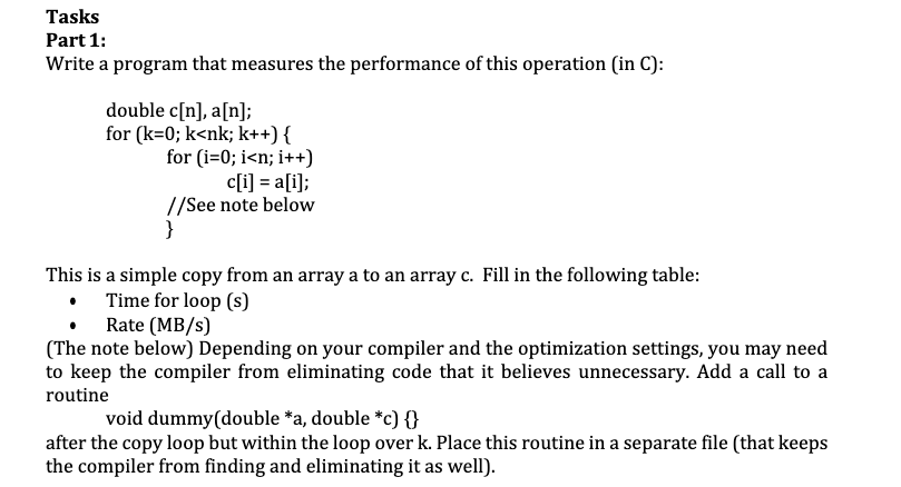 Solved Tasks Part 1: Write a program that measures the | Chegg.com