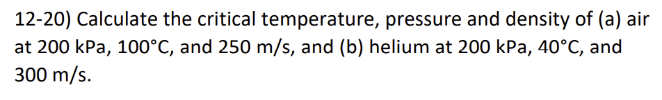 Solved 12-20) Calculate the critical temperature, pressure | Chegg.com