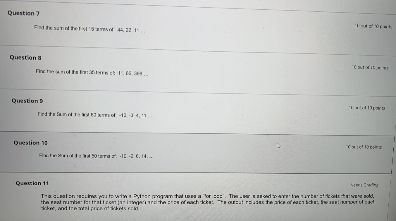 Solved 10 out of 10 points Find the sum of the first 15 | Chegg.com