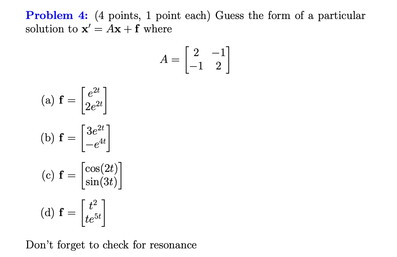 Solved Problem 4 4 Points 1 Point Each Guess The Form Of 
