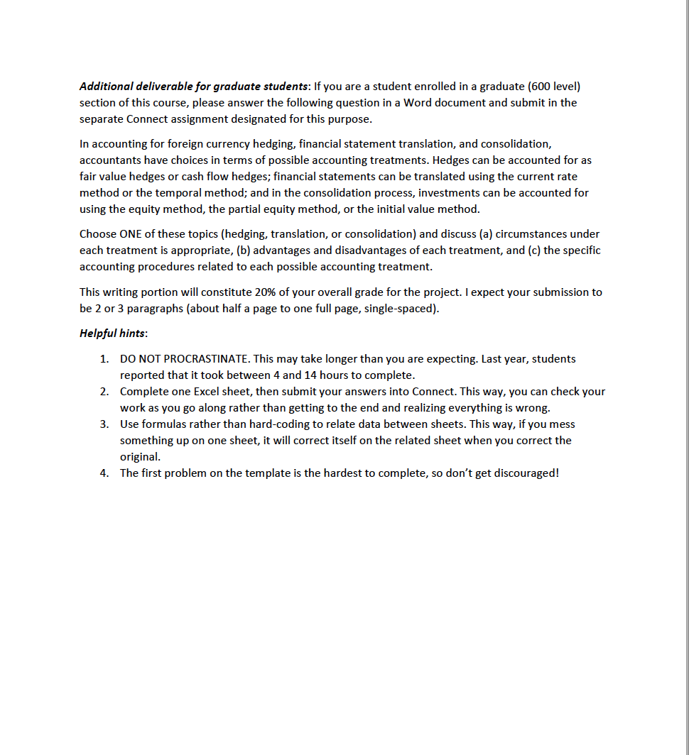 International Accounting Capstone Case Study ACCT | Chegg.com