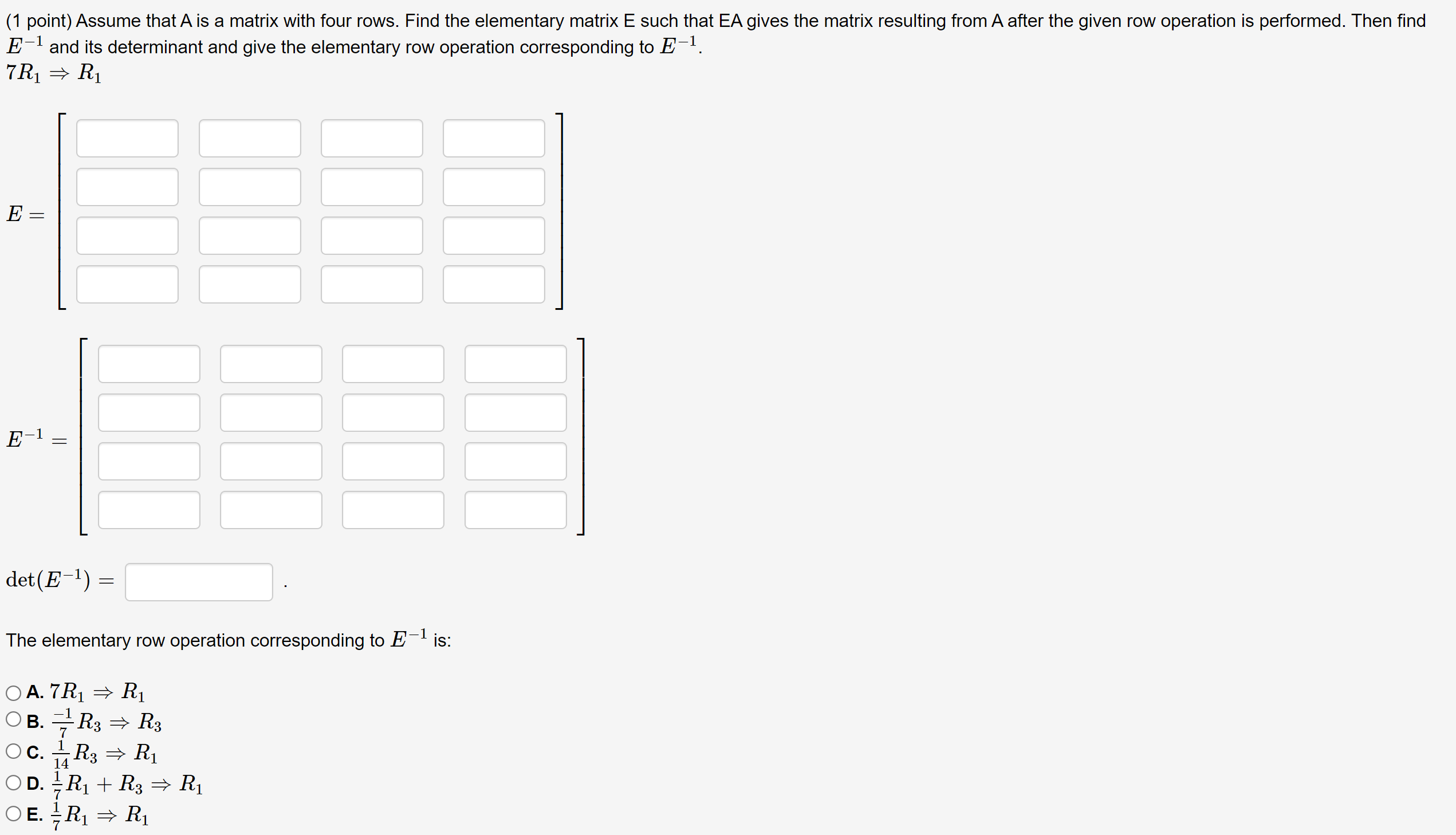 Solved ( 1 point) Assume that A is a matrix with four rows. | Chegg.com