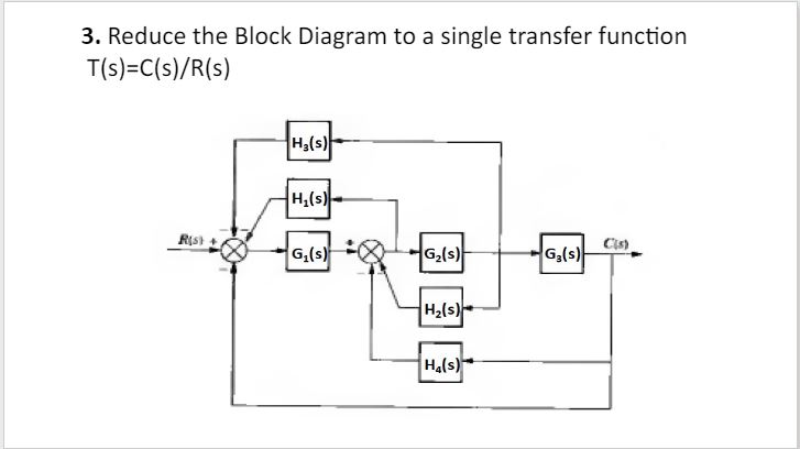 Solved 3. Reduce the Block Diagram to a single transfer | Chegg.com