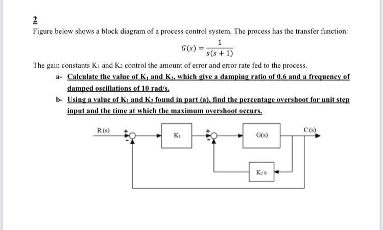 Solved 2 2 Figure below shows a block diagram of a process | Chegg.com