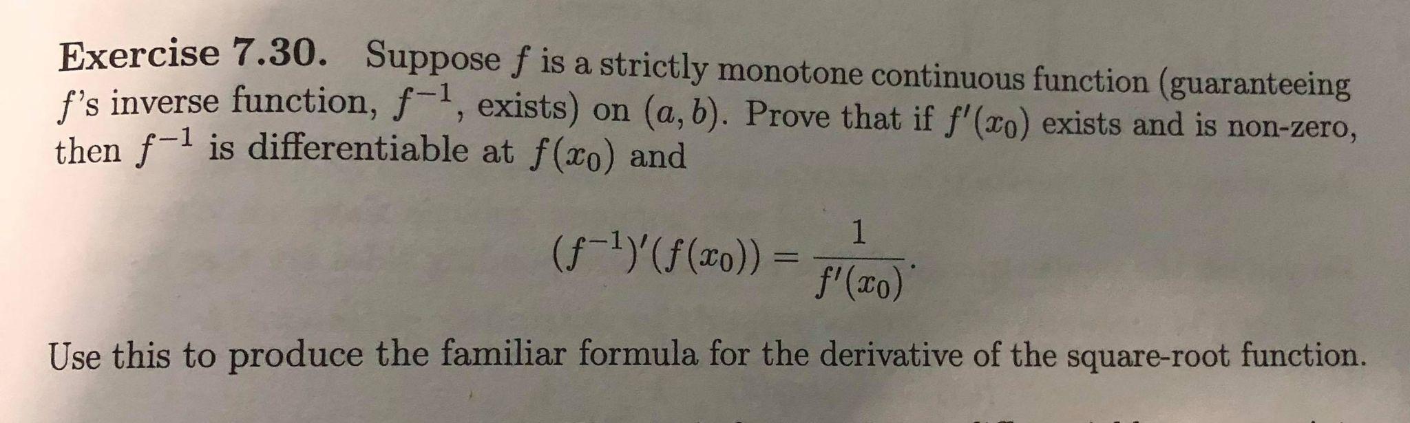 Solved Exercise 7.30. Suppose f is a strictly monotone | Chegg.com