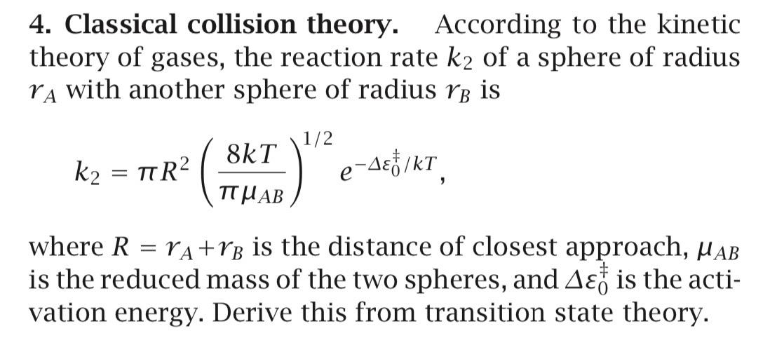 Solved 4. Classical collision theory. According to the | Chegg.com