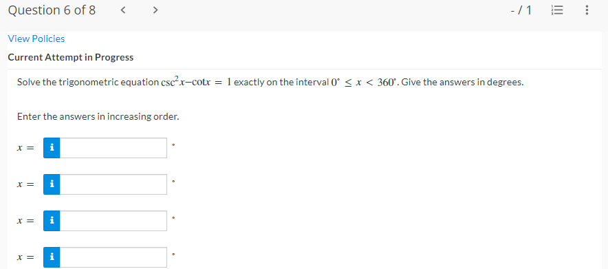Solved Question 4 of 8 View Policies Current Attempt in | Chegg.com