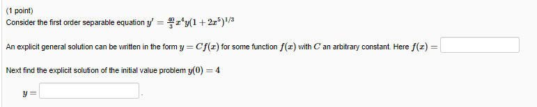 Solved 1 Point Consider The First Order Separable Equation