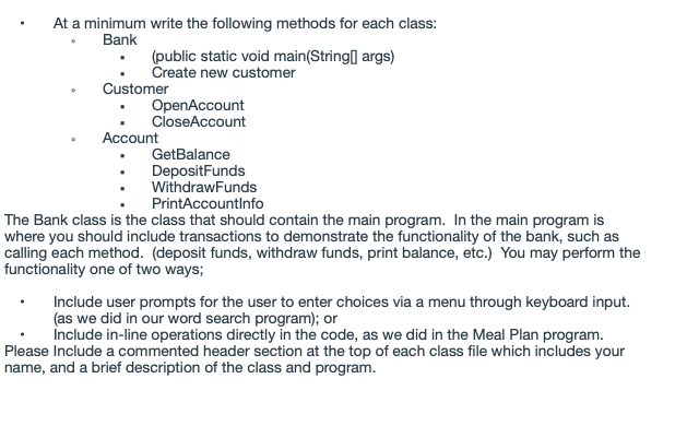 Solved Java Q. Bank Program Write a program to simulate a | Chegg.com