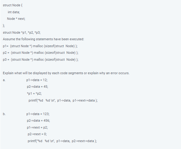 Solved struct Node { int data; Node * next; }; struct Node | Chegg.com
