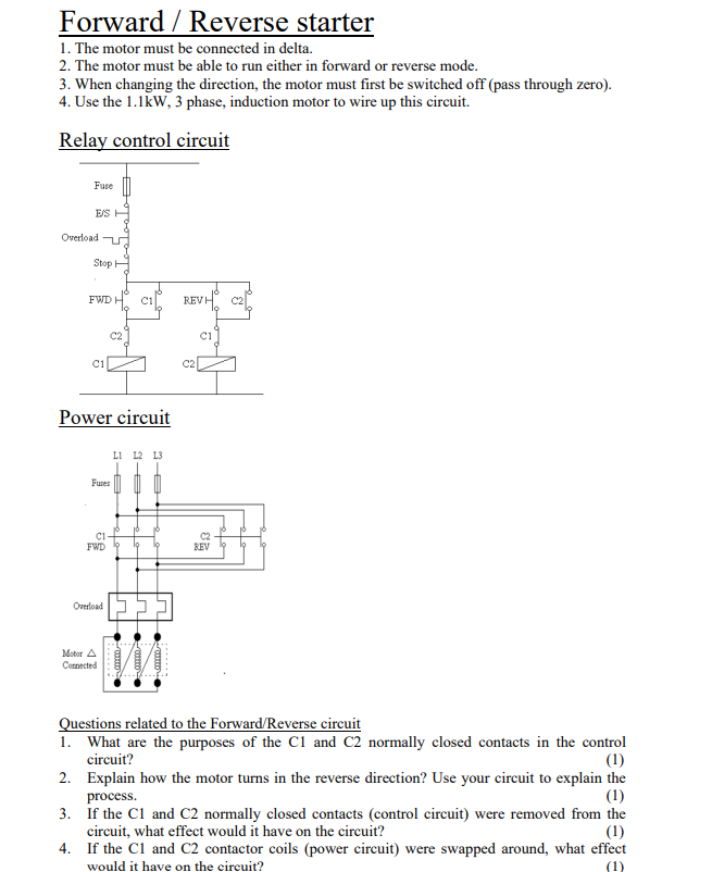 Solved Forward / ﻿Reverse starterThe motor must be connected | Chegg.com