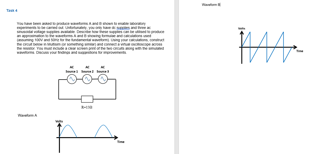 Solved You have been asked to produce waveforms A and B | Chegg.com