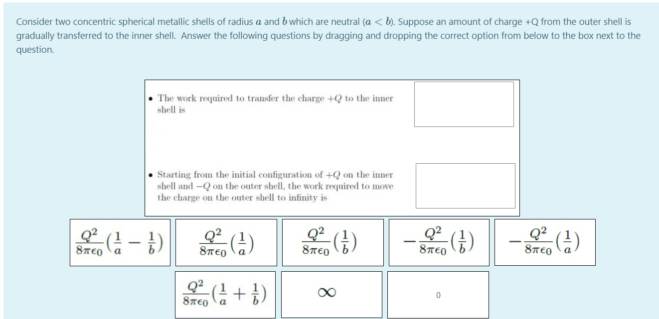 Solved Consider two concentric spherical metallic shells of | Chegg.com