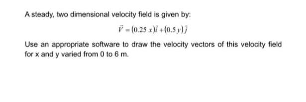 A steady, two dimensional velocity field is given by: | Chegg.com