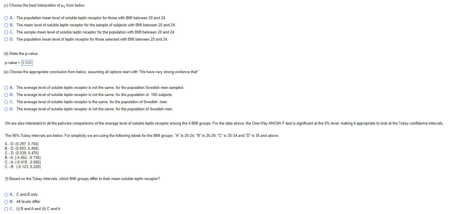 Solved The data was collected on the levels of soluble | Chegg.com