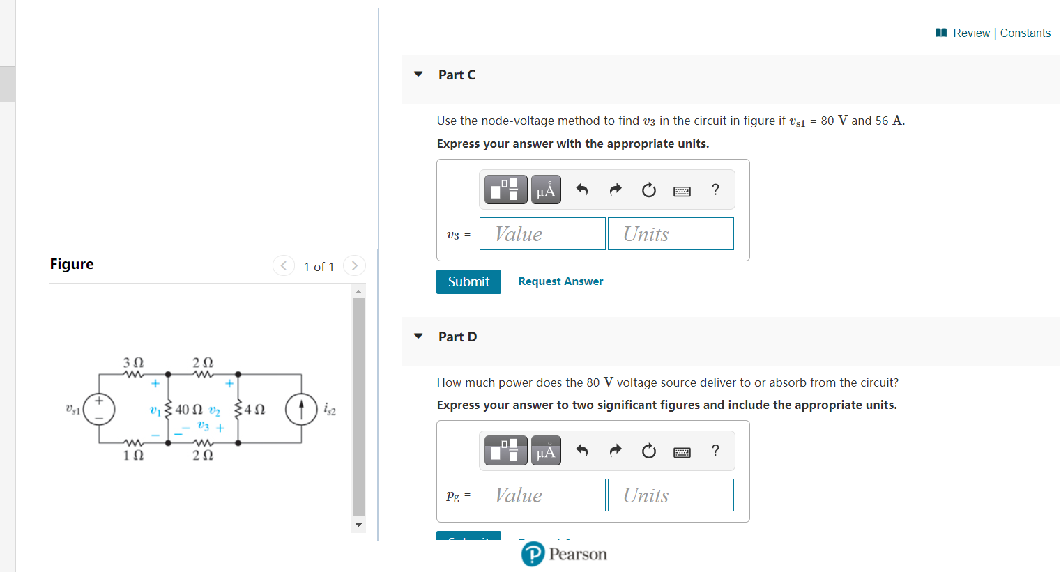 Solved A Review Constants Part A Use the node-voltage method | Chegg.com