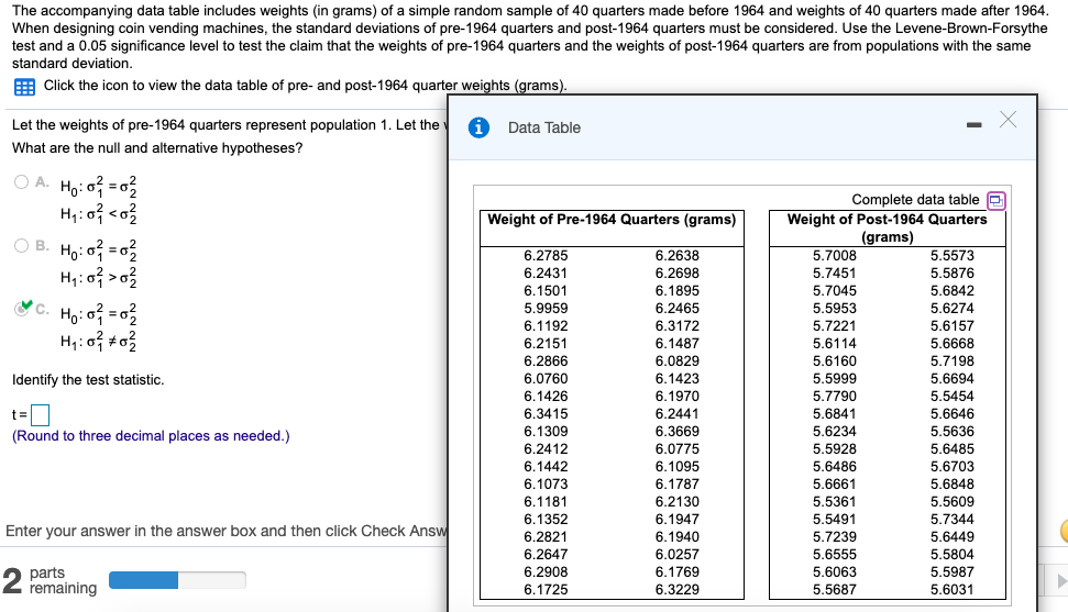 Solved The accompanying data table includes weights (in | Chegg.com
