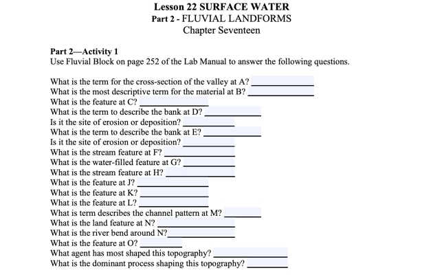 Solved Fluvial Block EN U Fluvial Contour Map M contour | Chegg.com