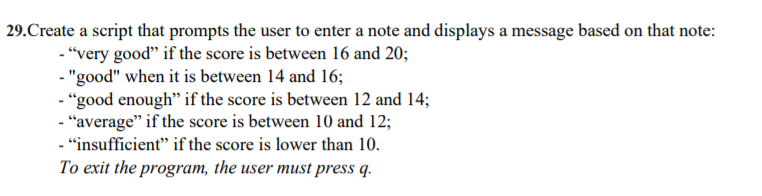 Solved 29.Create a script that prompts the user to enter a | Chegg.com