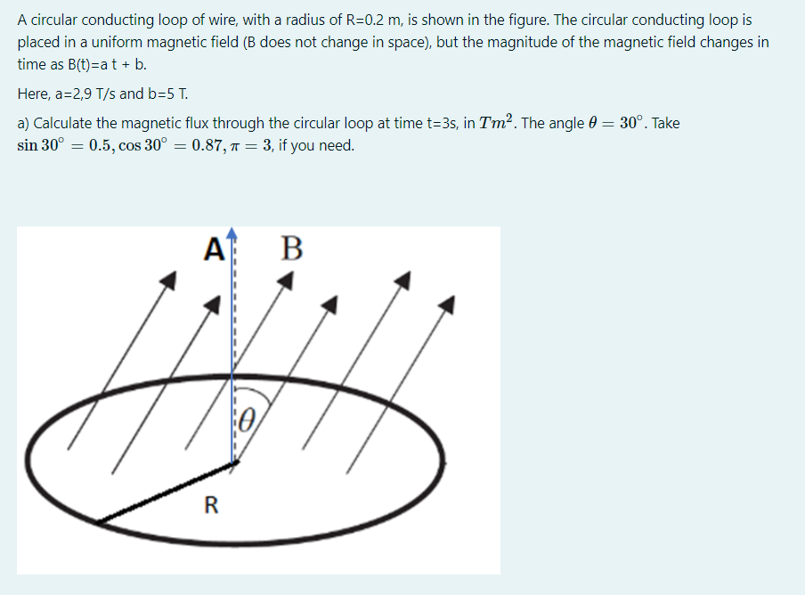 Solved A circular conducting loop of wire, with a radius of | Chegg.com