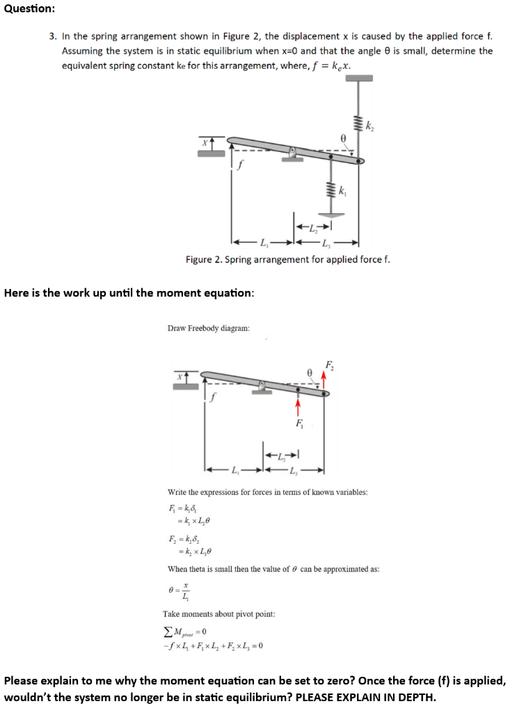 Solved 3. In the spring arrangement shown in Figure 2 , the | Chegg.com