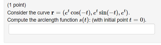 Solved (1 point) Consider the curve | Chegg.com