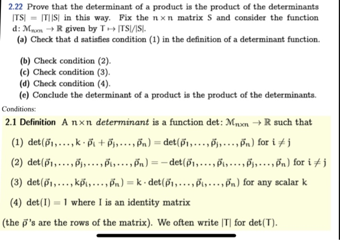 Solved Prove that the determinant of a product is product of | Chegg.com