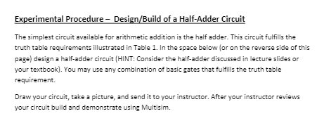 Solved Lab 10M - Arithmetic Circuits (Combinational Logic) | Chegg.com