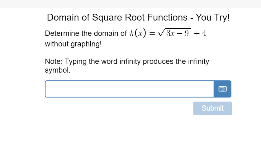 Solved Domain of Square Root Functions - You Try! 2 | Chegg.com