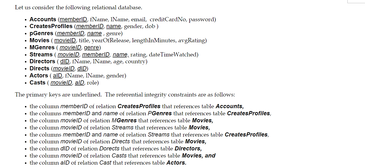 Solved Let Us Consider The Following Relational Database 5692