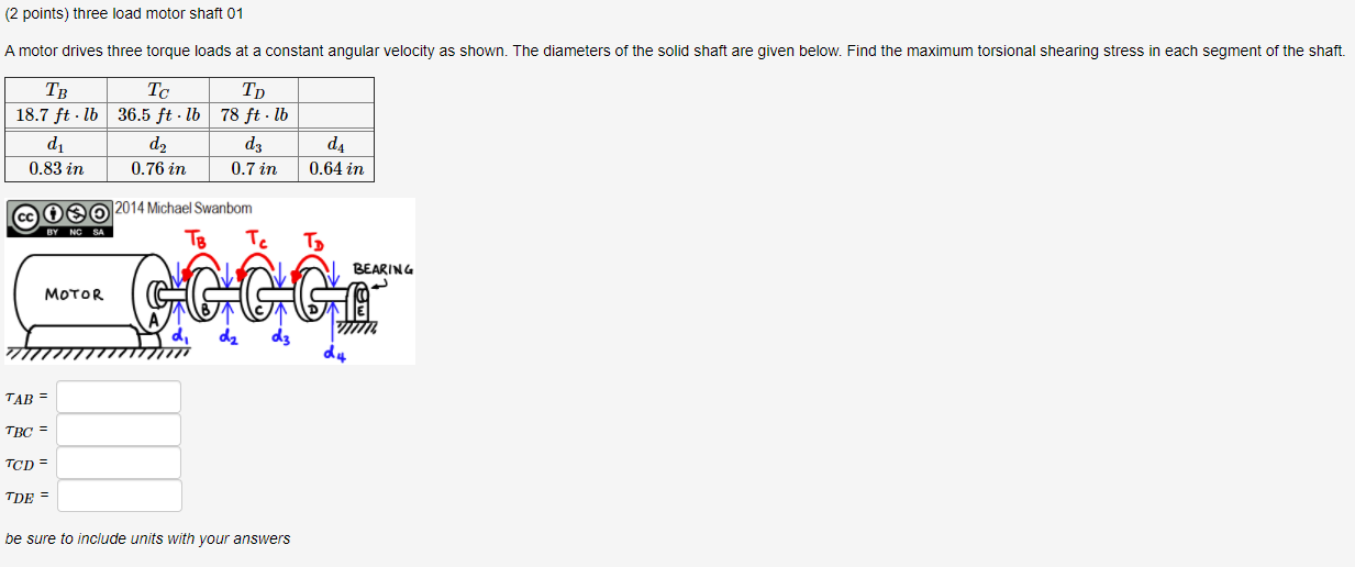 Solved (2 points) three load motor shaft 01 A motor drives | Chegg.com