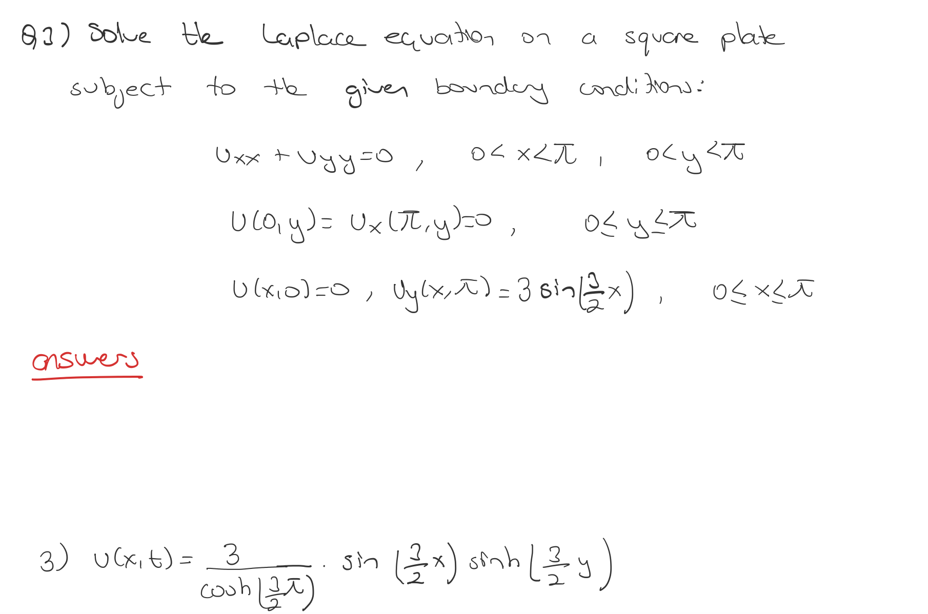 Solved Q3) Solve the Laplace equation on a square plate | Chegg.com