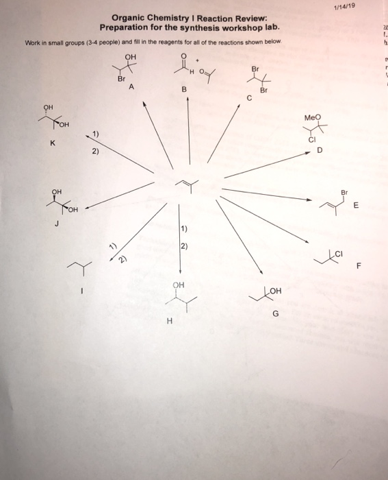 Solved 1/14/19 Organic Chemistry I Reaction Review: | Chegg.com