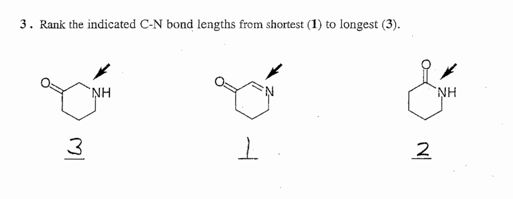 Solved 3. Rank the indicated C-N bond lengths from shortest | Chegg.com