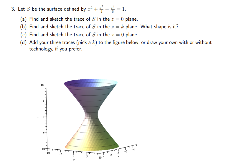 Solved 3. Let S be the surface defined by x2+4y2−6z2=1. (a) | Chegg.com