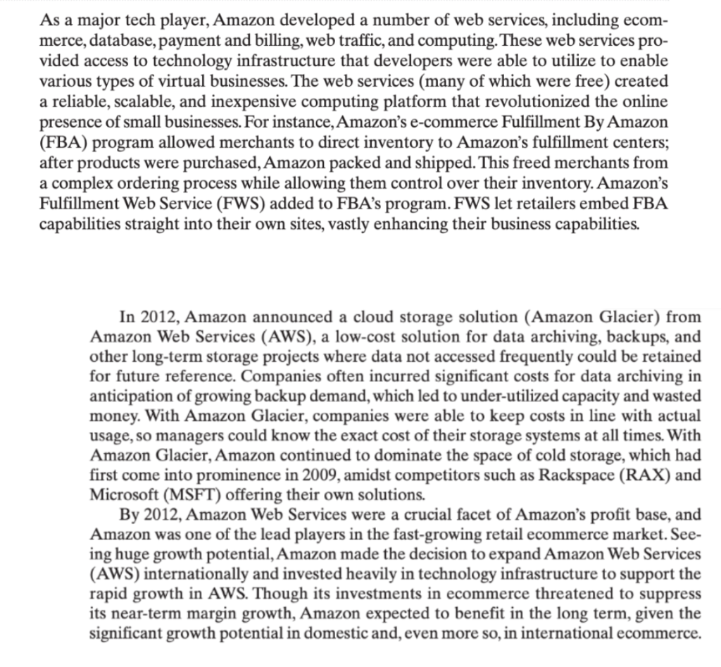 AMAZON.COM INC. CASE STUDY ANALYSIS The following is | Chegg.com