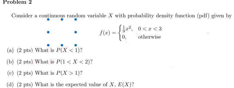 Solved Problem 2 Consider a continuous random variable X | Chegg.com