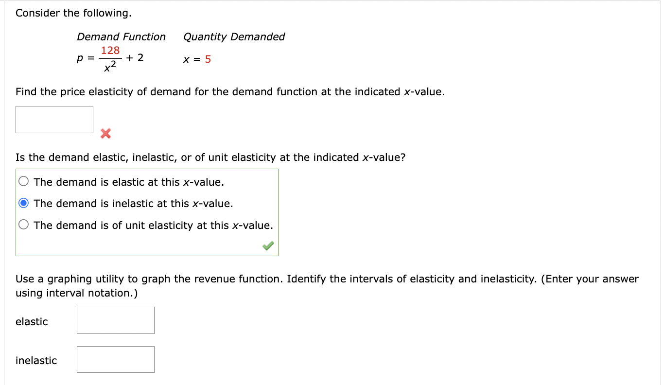 Solved Consider the following. Demand Function p=x2128+2 | Chegg.com