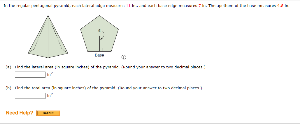 Solved In the regular pentagonal pyramid, each lateral edge | Chegg.com