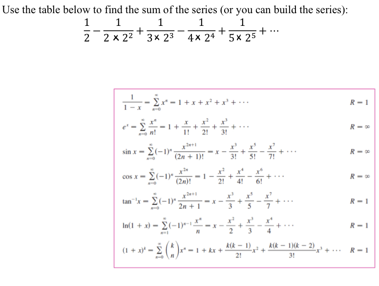 Solved 11-x-∑n=0∞xn-1+x+x2+x3+cdots,R-1ex-∑n=0∞xnn!-1+x1!+x2 | Chegg.com