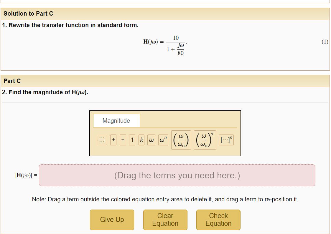 Solved Solution to Part C 1. Rewrite the transfer function | Chegg.com