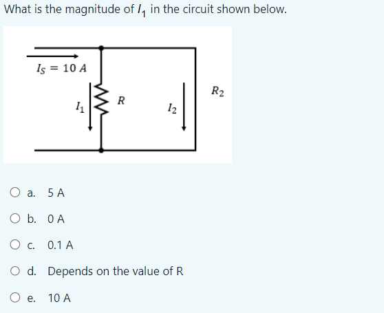 Solved What is the magnitude of I1 ﻿in the circuit shown | Chegg.com